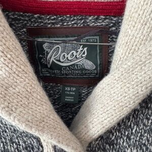 Roots | Sweaters | Roots Gray And Cream Cardigan With Red Accents ...